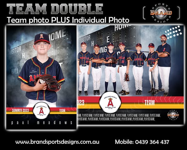 Adelaide Angels Baseball - Team plus Individual - Brand Sports Designs
